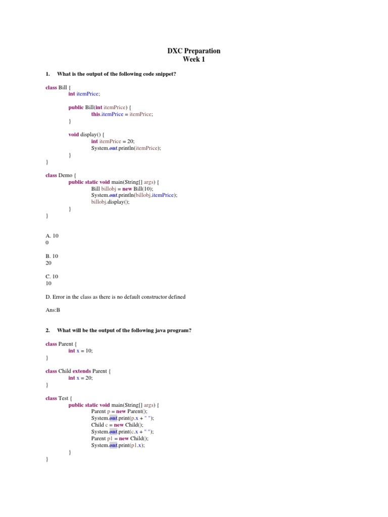 DXC - Java MCQs - 1-25 | PDF | Class (Computer Programming ... DXC - Java MCQs - 1-25 | PDF | Class (Computer Programming ...