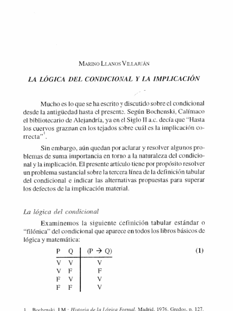 La Lógica Del Condicional y La Implicación - Marino Llanos Villajuán ...