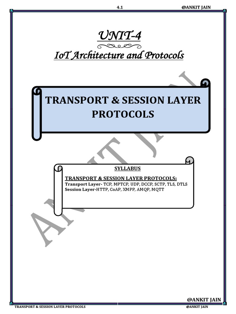 Unit-4: Iot Architecture and Protocols | PDF | Transmission Control ...