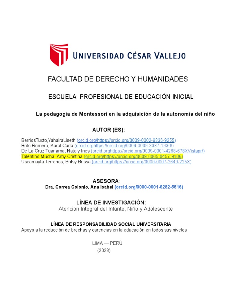 Montessori y la Autonomía Infantil | PDF | Educación Montessori ...