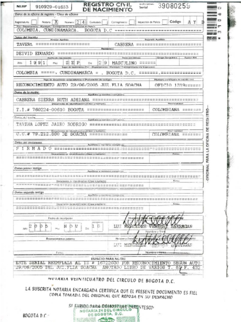 Registro Civil Colombia | PDF