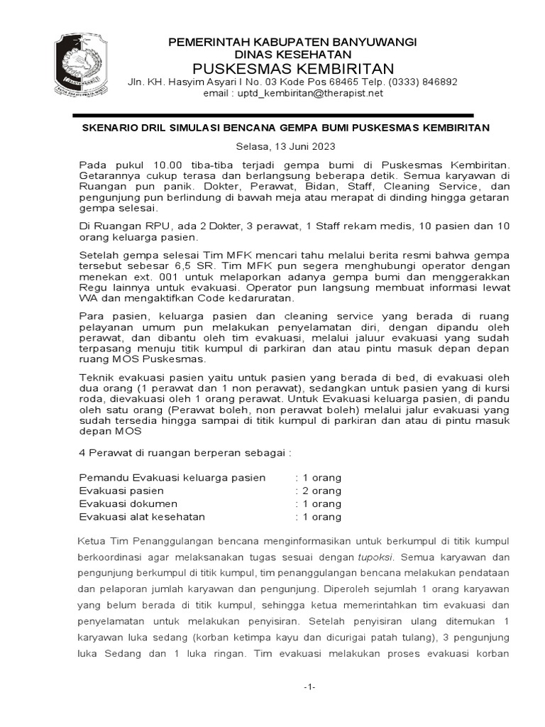 Skenario Simulasi Bencana Gempa | PDF