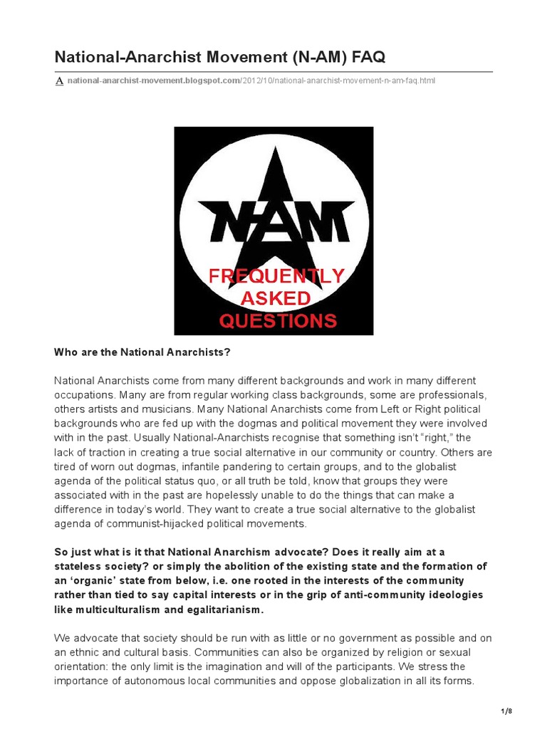 National-Anarchist Movement FAQ | PDF | Anarchism | Nationalism