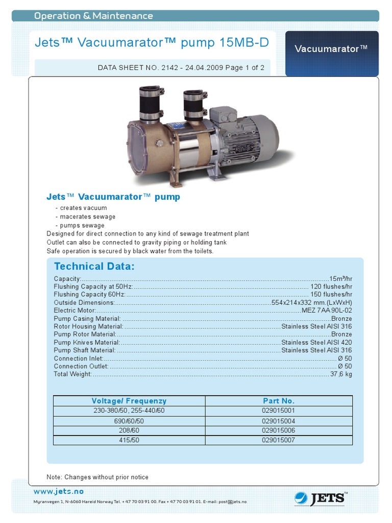 2142 Vacuumarator Jets 15MB-D - ENG | PDF | Pump | Mechanical Engineering