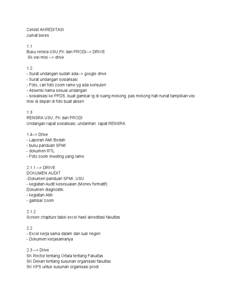 File Ceklist Yang Harus Lengkap | PDF