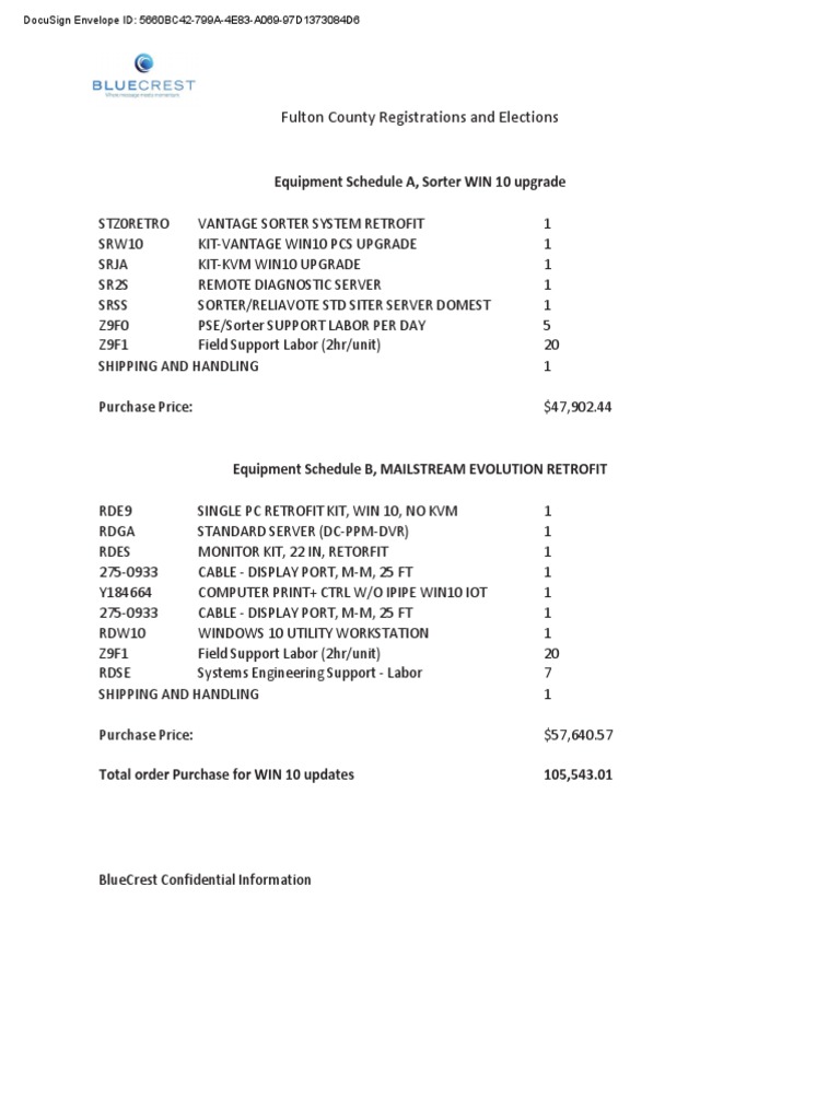 Bluecrest - Mail-Mailstream Evolution Equipment Schedule A and B | PDF ...