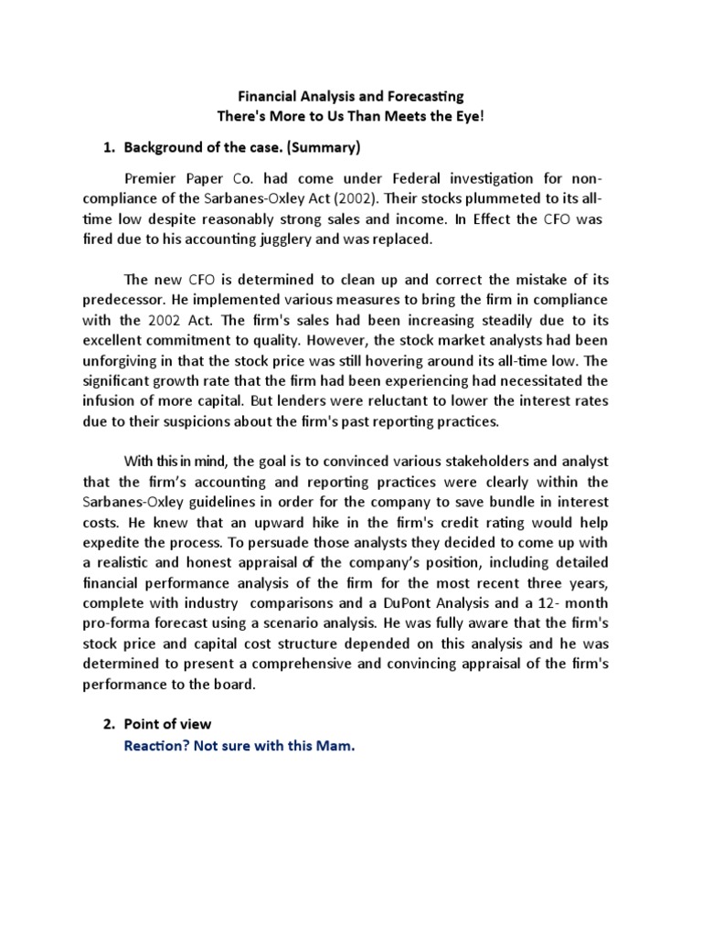 Case Analysis. There's More To Us Than Meets The Eye | Download Free PDF | Return On Equity ...