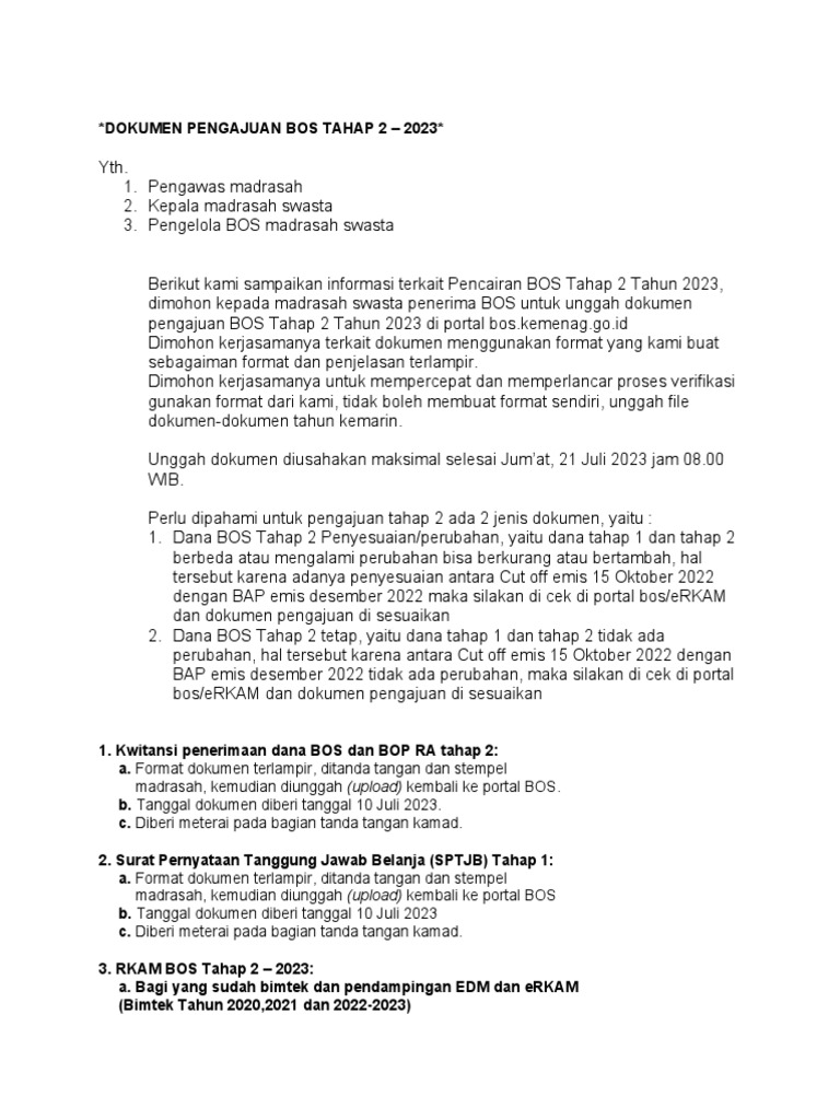 Penjelasan Pengajuan Bos Tahap 2 | PDF | Bisnis | Pengelolaan Keuangan & Uang