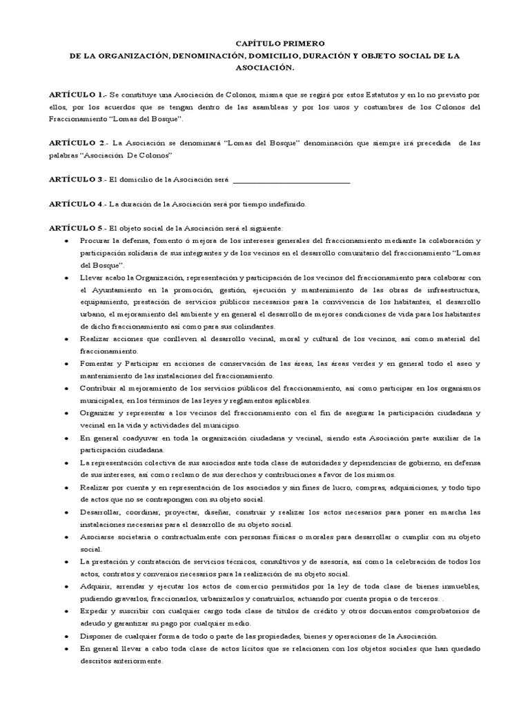 Acta de Asociación de Colonos | PDF | Liquidación | Quórum