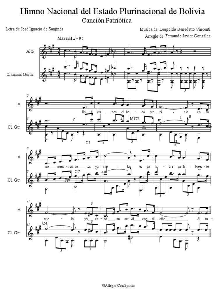 Himno de Bolivia Partitura | PDF Himno de Bolivia Partitura | PDF