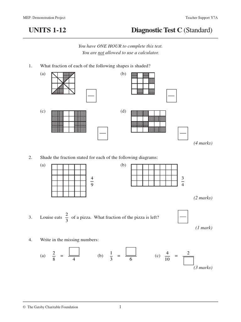 MEP Year 7 - Diagnostic Tests - Test - C | PDF