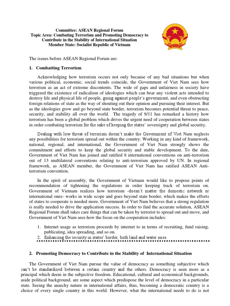 Position Paper Viet Nam | Download Free PDF | Association Of Southeast ...
