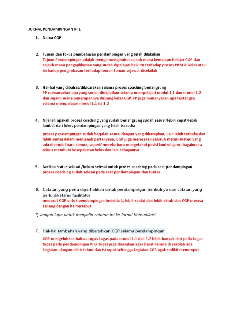 Jurnal Pendampingan Pi 1 | PDF