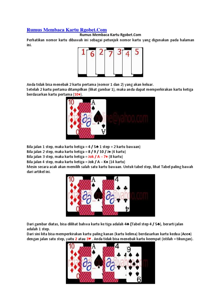 Rumus Membaca Kartu Rgobet | PDF