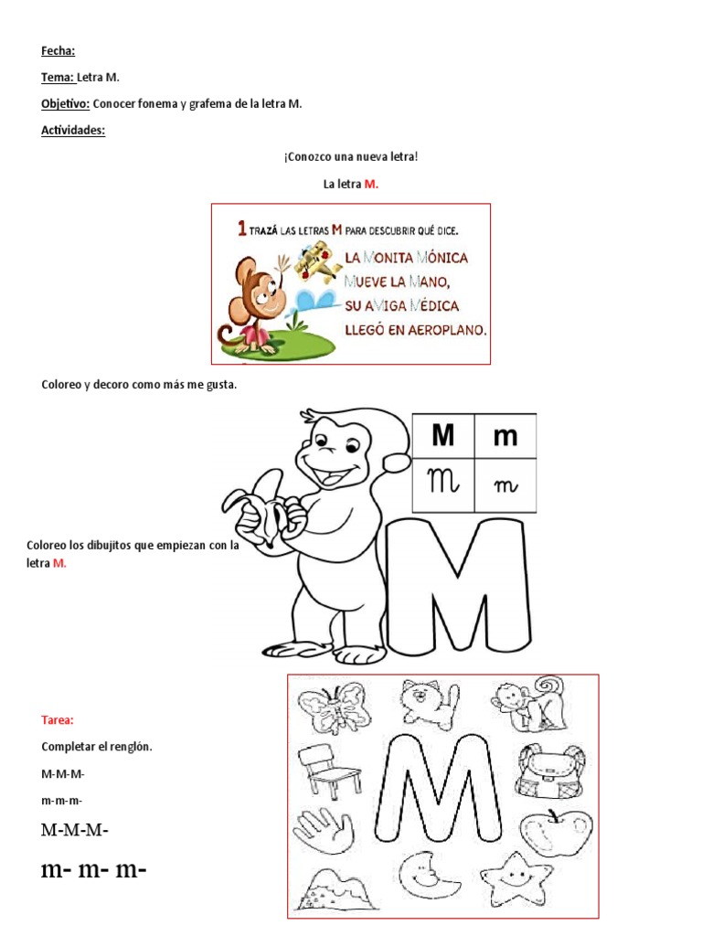 Actividades Lengua Letra M | PDF