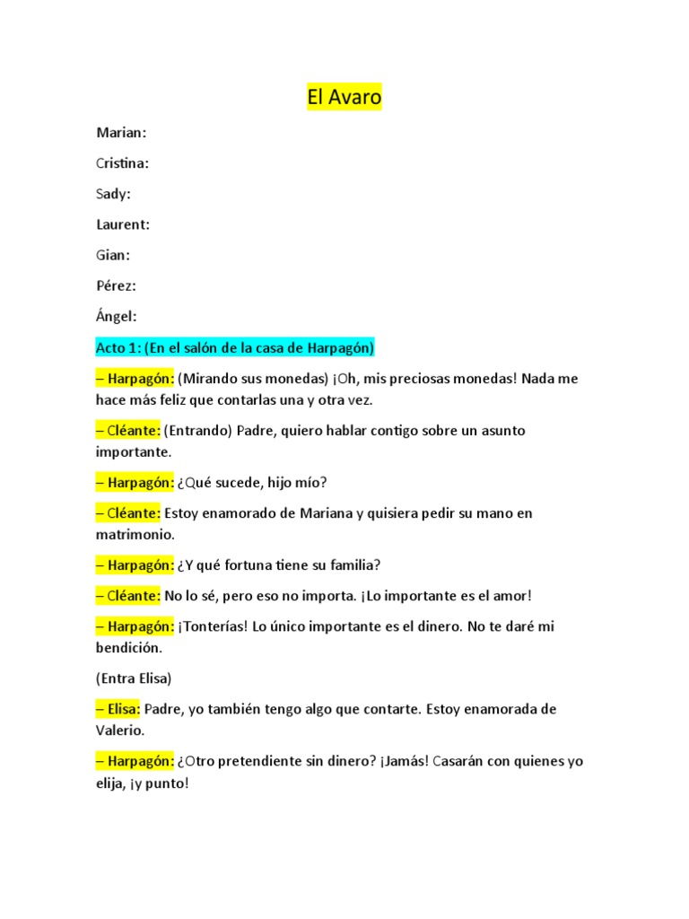 El Avaro | PDF | Amor