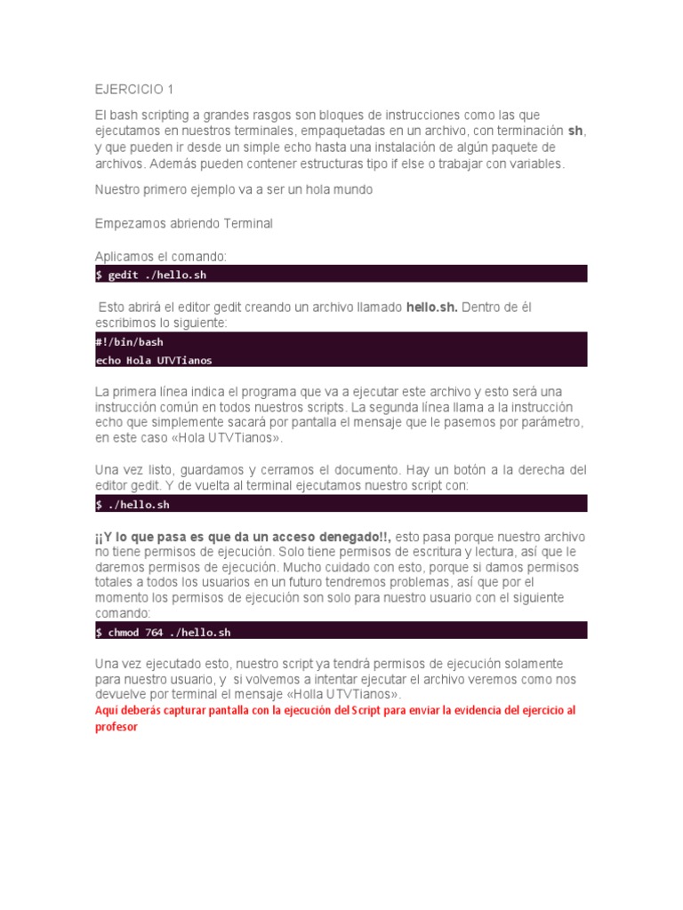 Ejercicios Bash Script | PDF | Archivo de computadora | Interfaz de línea de comando