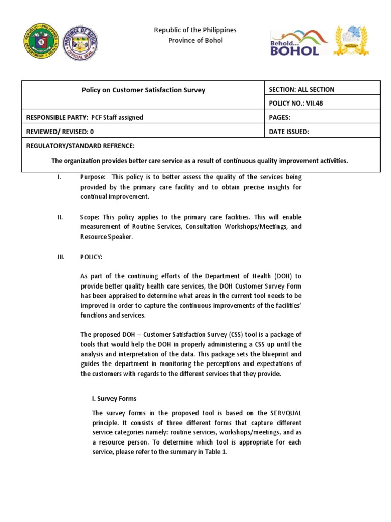 Policy On Customer Satisfaction | PDF | Customer Satisfaction | Policy