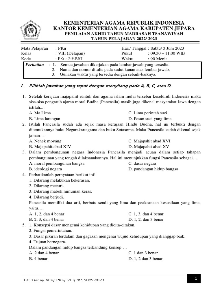 Soal Pat Genap PPKN 8 | PDF | Politik | Ilmu Sosial