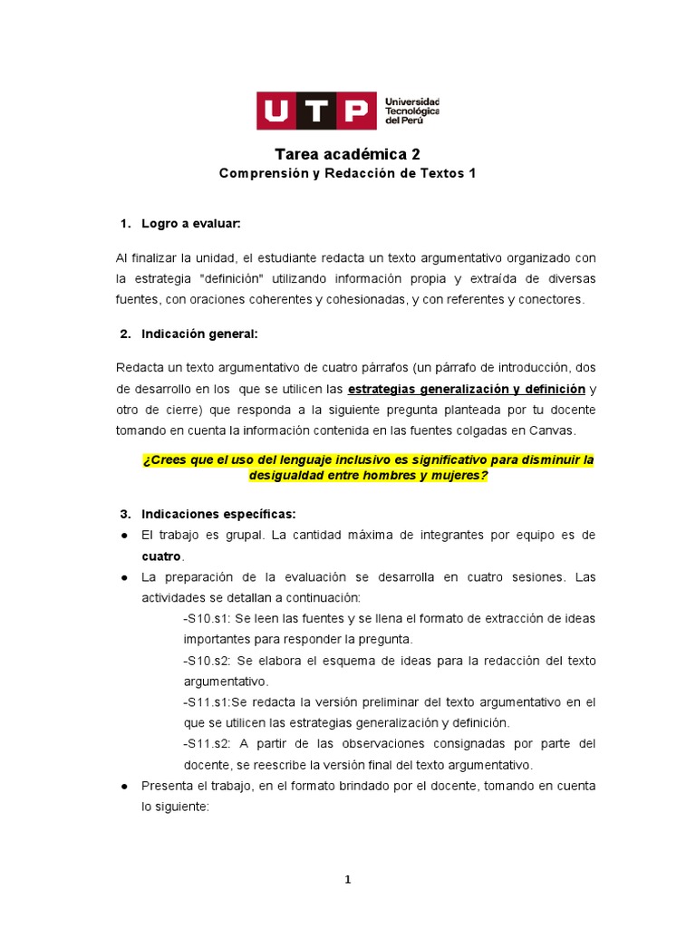 GC N01I TA2Consigna 22C1M | PDF | Puntuación | Comunicación