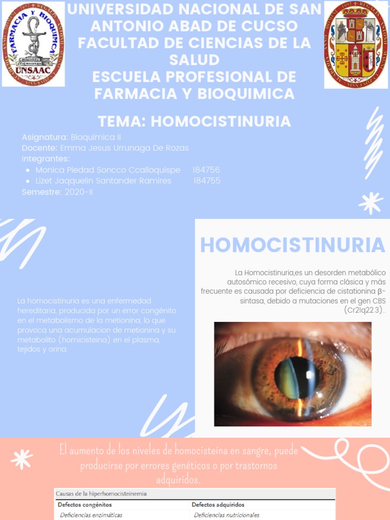 HOMOCISTINURIA | PDF | Medicina CLINICA | Enfermedades y trastornos