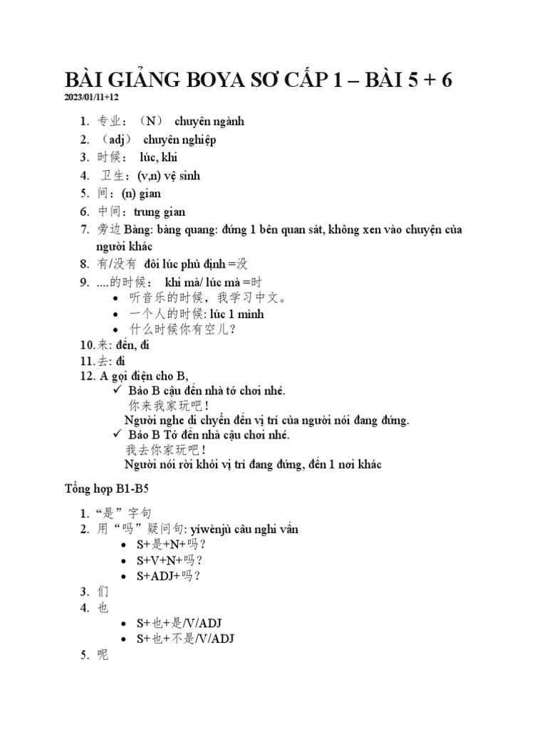 BÀI GIẢNG BOYA SƠ CẤP 1 - BÀI 5 + 6 | PDF