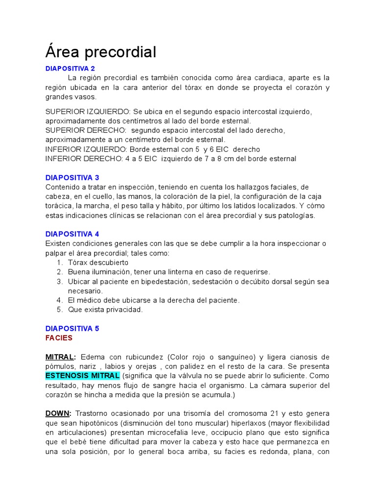 Area Precordial Guión | PDF | Corazón | Sistema circulatorio