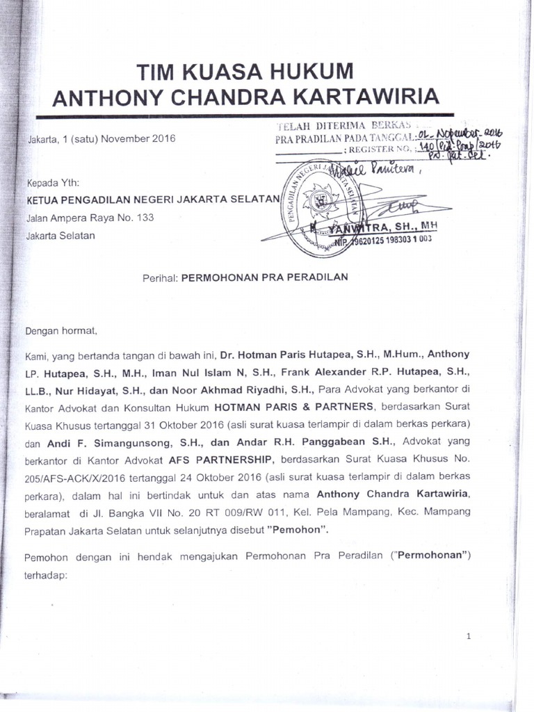 Contoh Gugatan Praperadilan | PDF