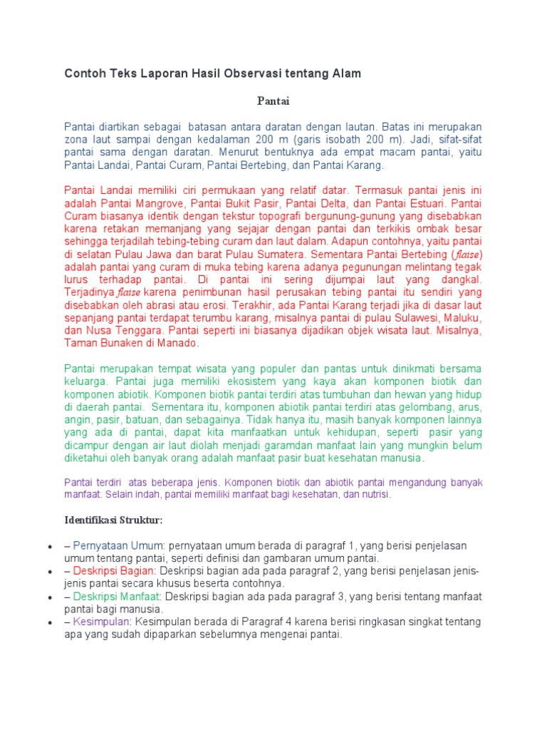 Contoh Teks Laporan Hasil Observasi Tentang Alam | PDF