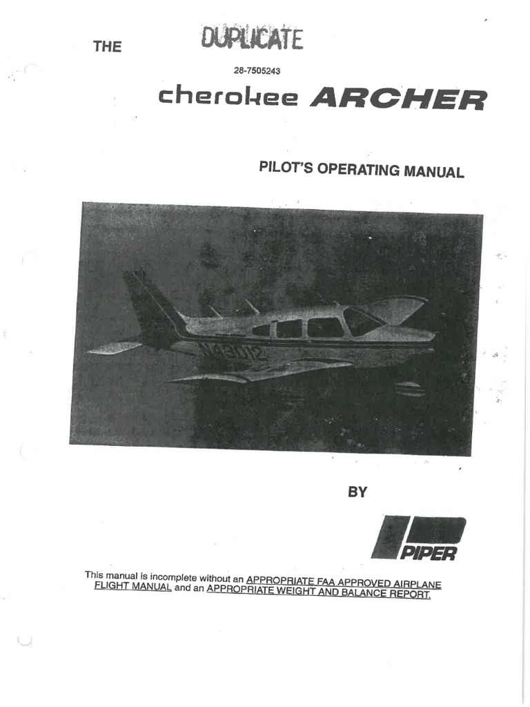 Poh Pa28 180 Maj 1 | PDF | Landing Gear | Pump