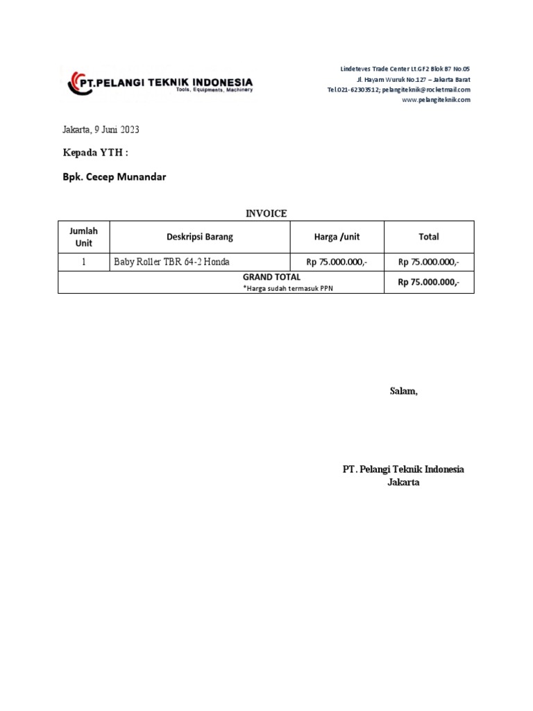 Invoice Baby Roller | PDF