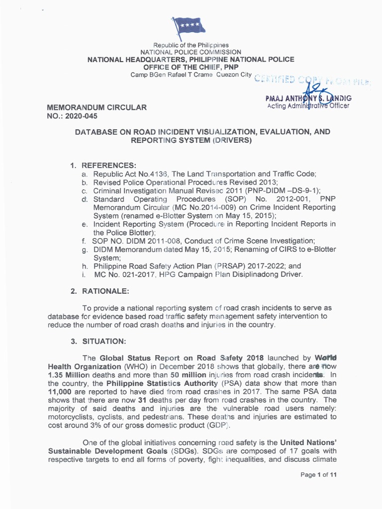 PNP Memorandum Circular No 2020 045 | PDF