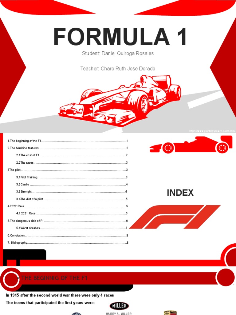 Formula 1: Student: Daniel Quiroga Rosales Teacher: Charo Ruth Jose ...