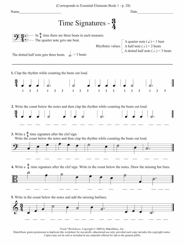 Time Signatures 34 - EE1 p.28 | PDF