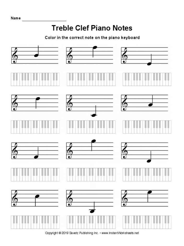 Treble Clef Piano Notes | PDF