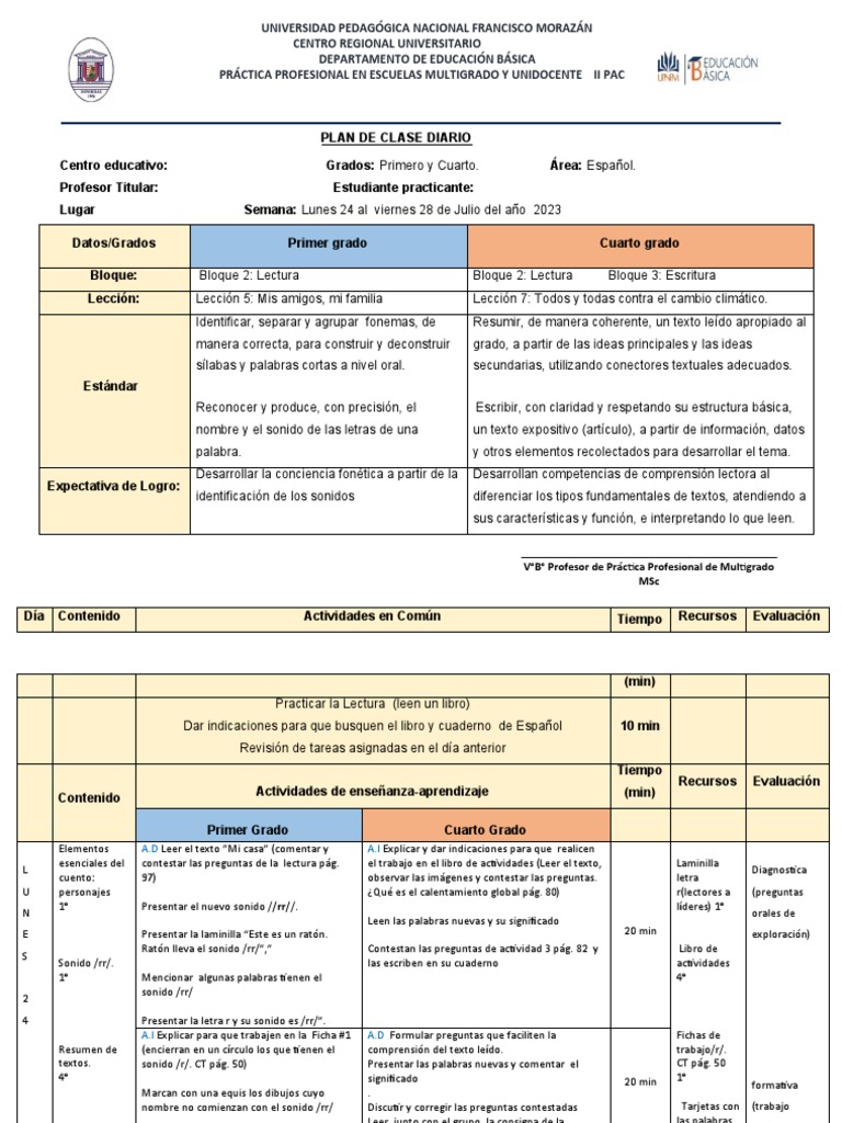 ESPAÑOL Plan para Multigrado. S2 | PDF | Comprensión lectora ...