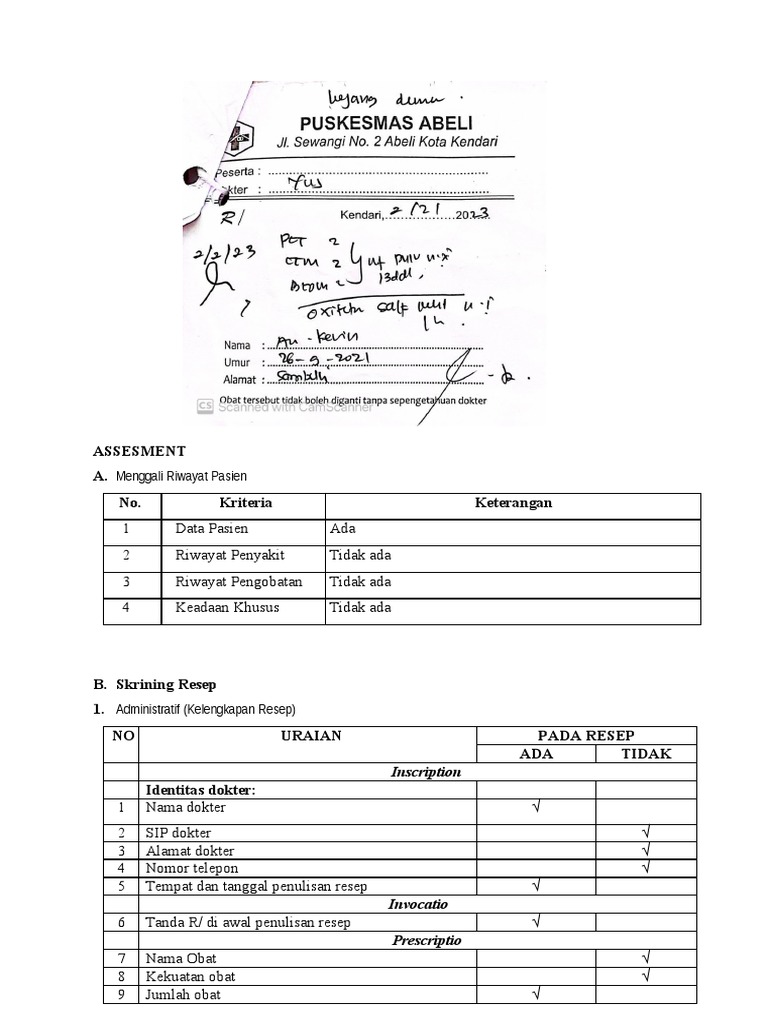 SKRINING RESEP 1 DZRM | PDF