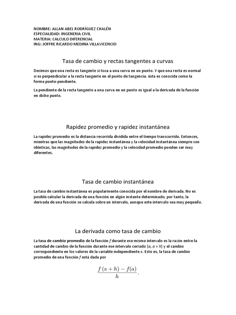 Deber # 4 Investigaciones | Descargar gratis PDF | Derivado | Función (Matemáticas)