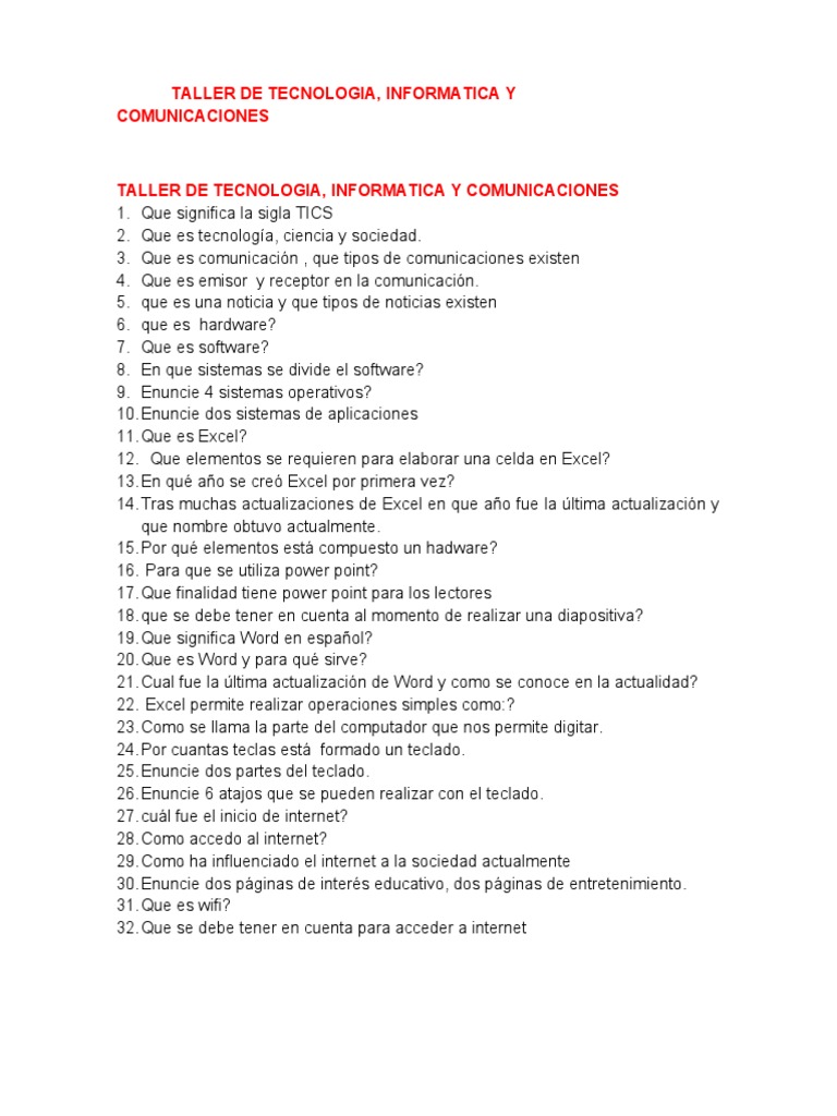 Taller de Tecnologia | PDF Taller de Tecnologia | PDF