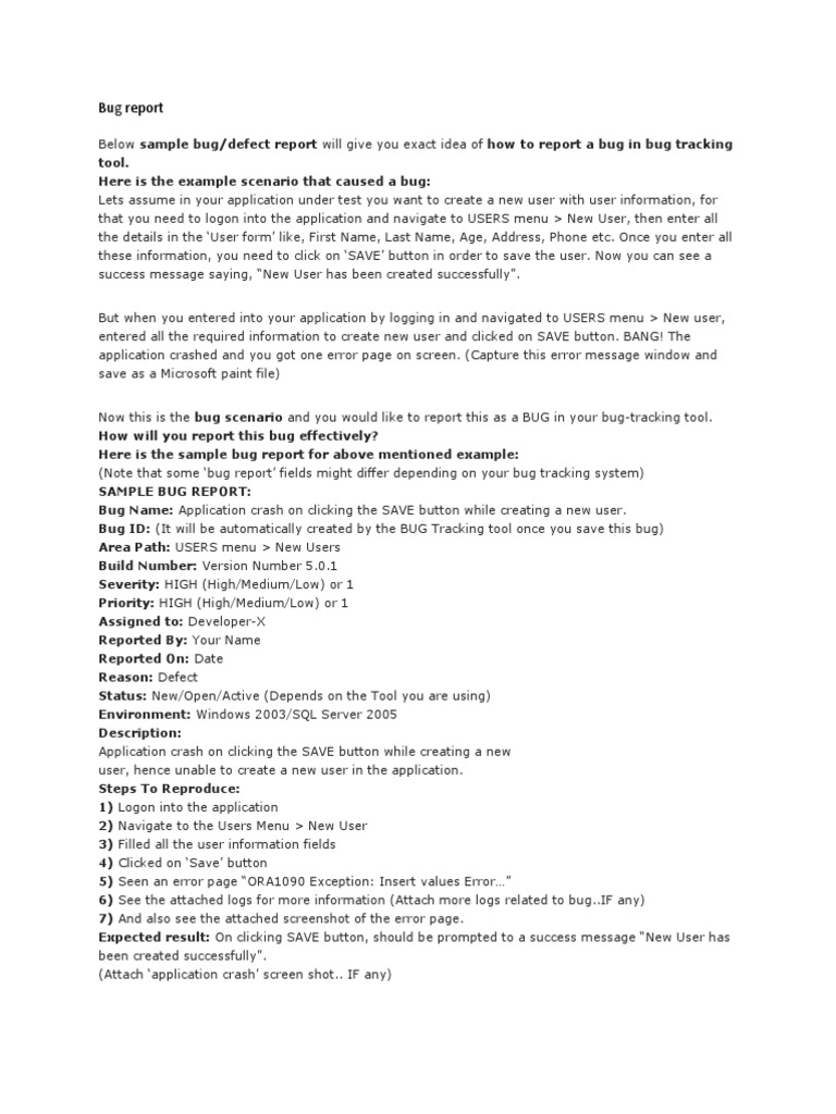 Bug Report | PDF | Software Bug | Operating System