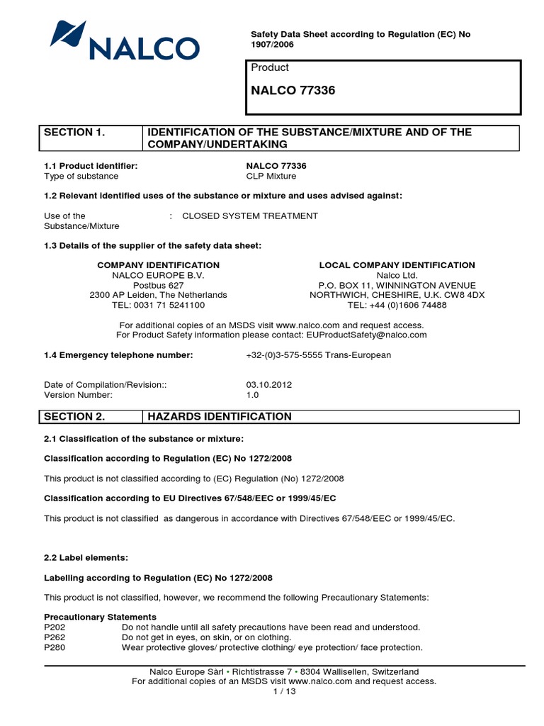 8500-8773_MSDS_Nalco | PDF