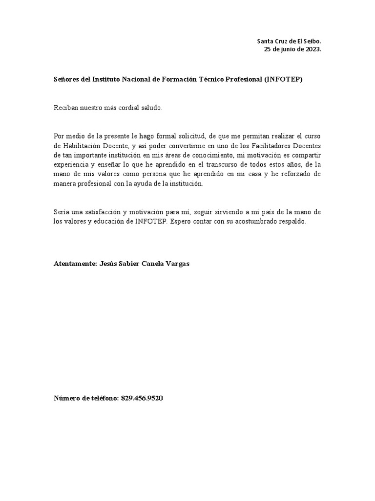 Carta de Motivacion - JESUS SABIER | PDF