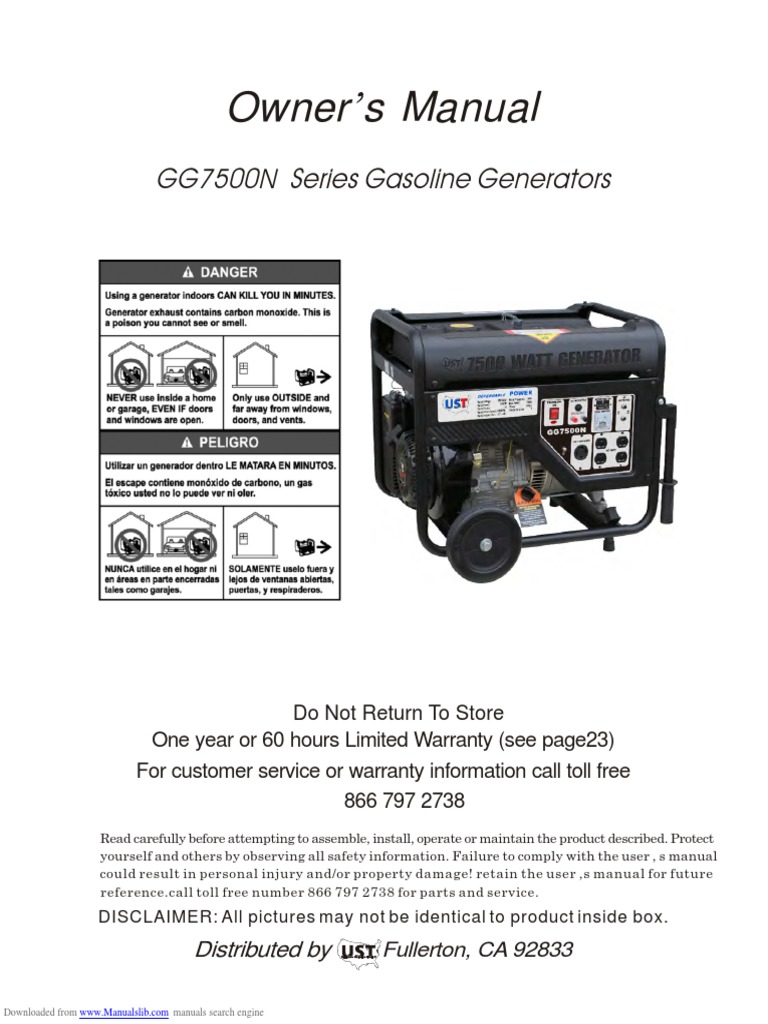gg7500n Series | PDF | Electric Generator | Motor Oil