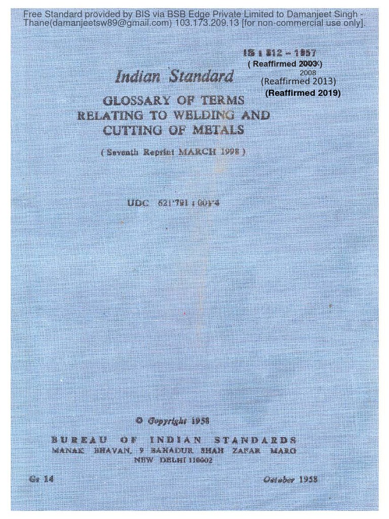 Indian: Standar4 | PDF | Construction | Welding