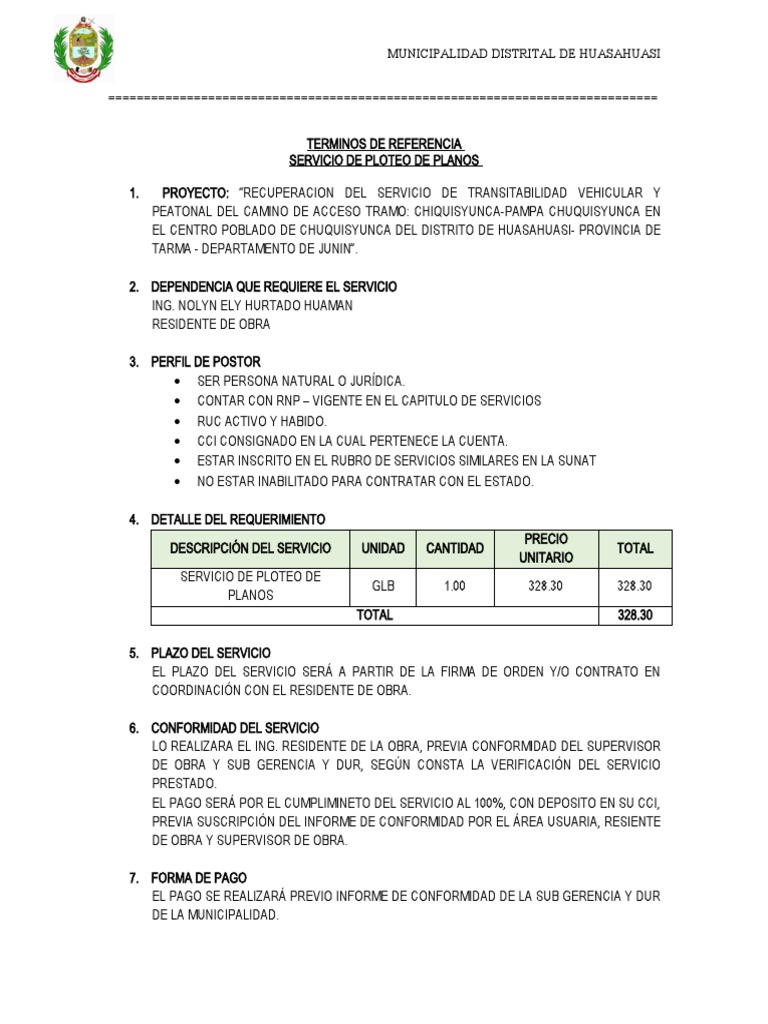 Servicio de Ploteo de Planos en Huasahuasi | PDF