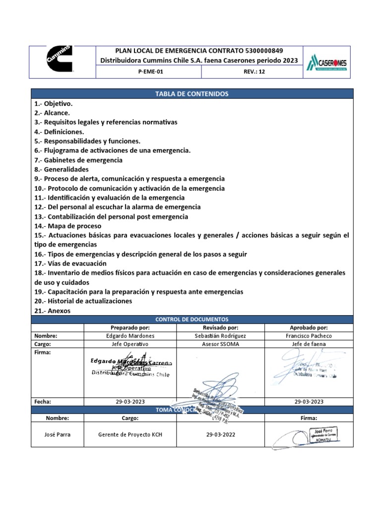 Plan de Emergencia Faena Caserones 2023 | PDF | Relámpago