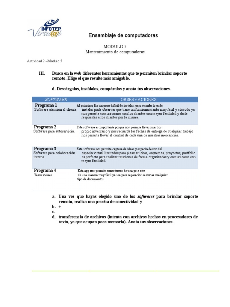 Actividad 2 - Modulo 5 | Descargar gratis PDF | Software | Programa de computadora
