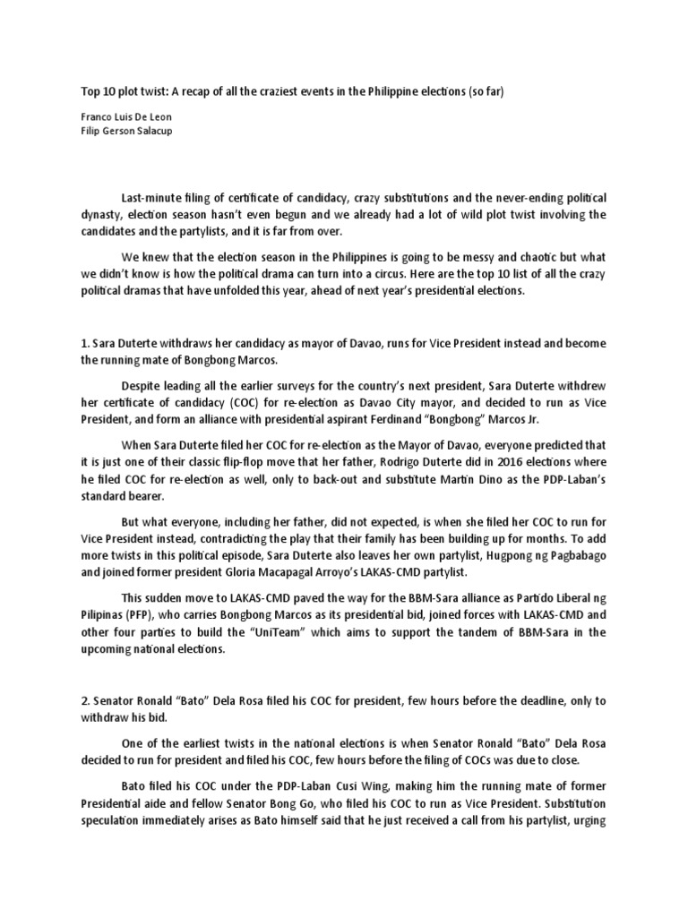 1230-Top 10 Election Plot Twist | PDF | Politics