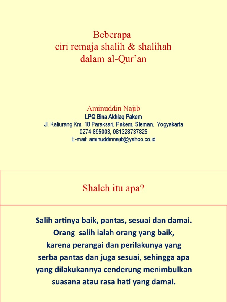 Ciri-Ciri Remaja Salih | PDF