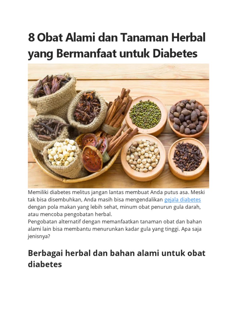 8 Obat Alami Dan Tanaman Herbal Yang Bermanfaat Untuk Diabetes | PDF